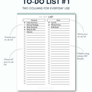 To Do List Printable Page | Instant PDF Download | 3 Editable Pdfs | Letter Size | 2 Colors - Etsy