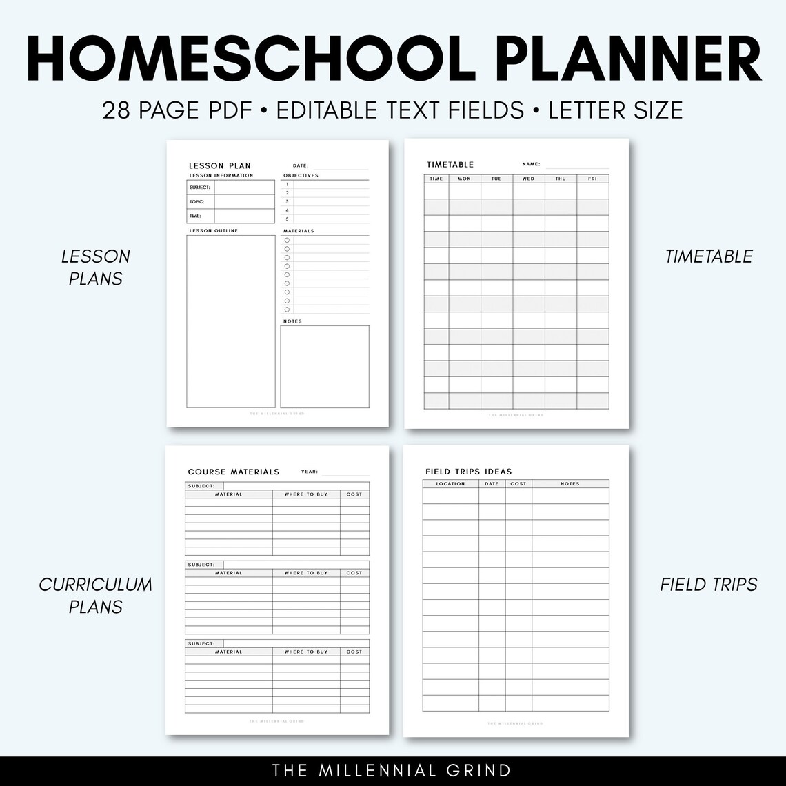 Homeschool Planner Homeschool Printables Editable PDF - Etsy Canada