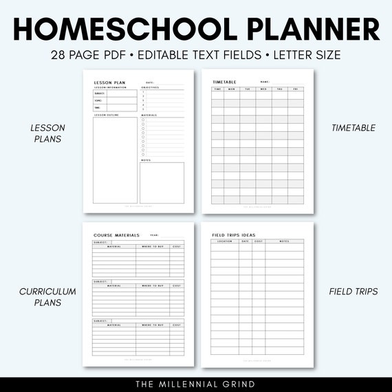Free Printable Homeschool Planning Pages Homeschool Middle And High