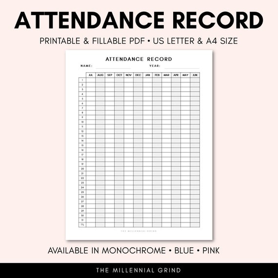 Homeschool Attendance Record Printable Fillable PDF - Etsy Homeschool Attendance Record Printable Fillable PDF - Etsy