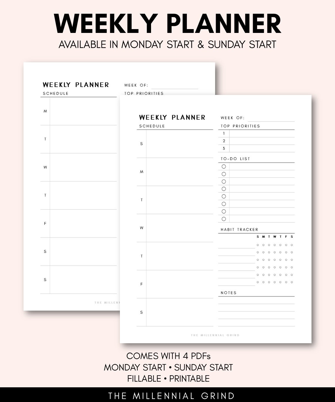 Weekly Planner Printable Page Instant PDF Download | Etsy