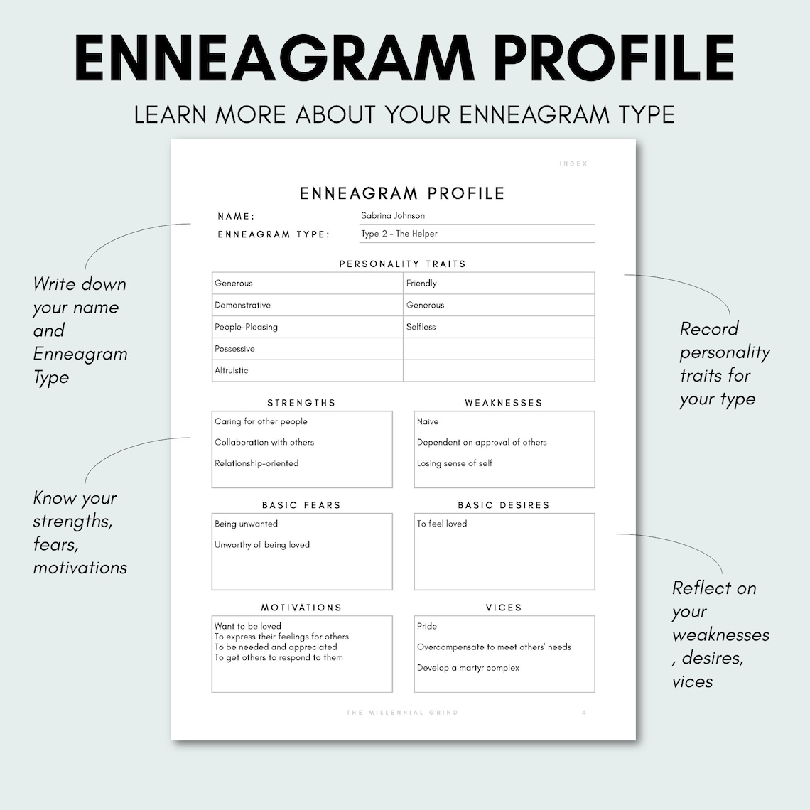 Enneagram Planner | Enneagram Type Worksheets | Enneagram Journal ...