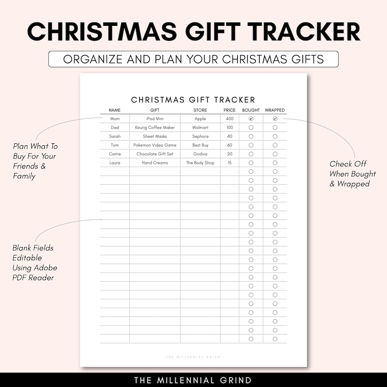 Christmas Gift List Printable | Christmas Gift Tracker Printable | Gift ...
