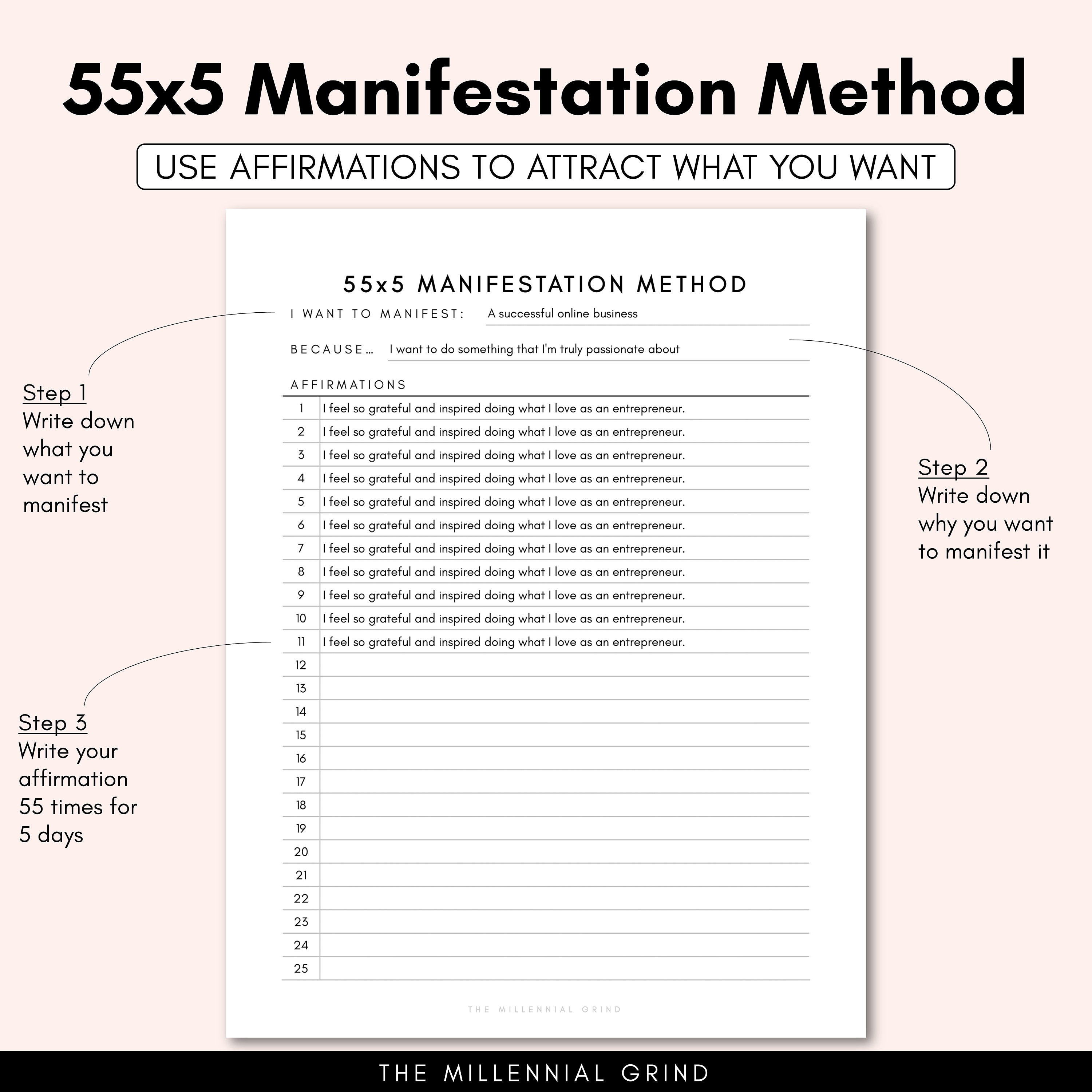 55x5 Manifestation Method Printable 41 Off