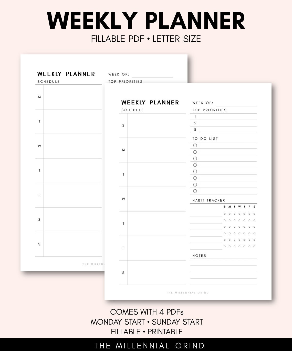 This Week Printable Digital Download Weekly Schedule Sheet Planner ...