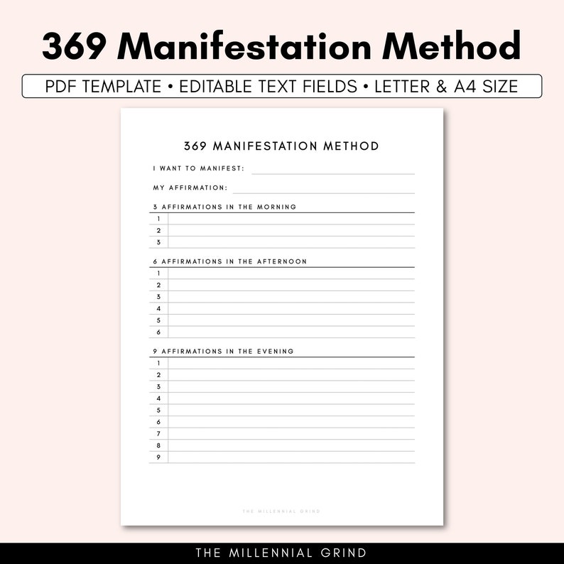 369 Manifest Journal 369 Manifestation Journal 369 Method Etsy Sweden