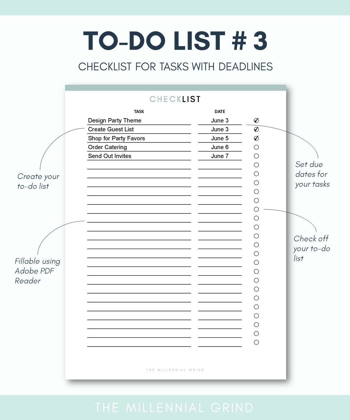 To Do List Printable Page Instant PDF Download 3 Editable - Etsy