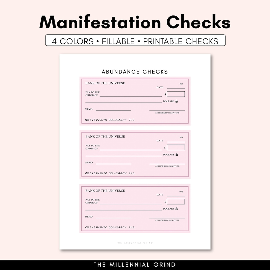 Printable Manifestation Checks | Manifestation Cheques | Abundance ...