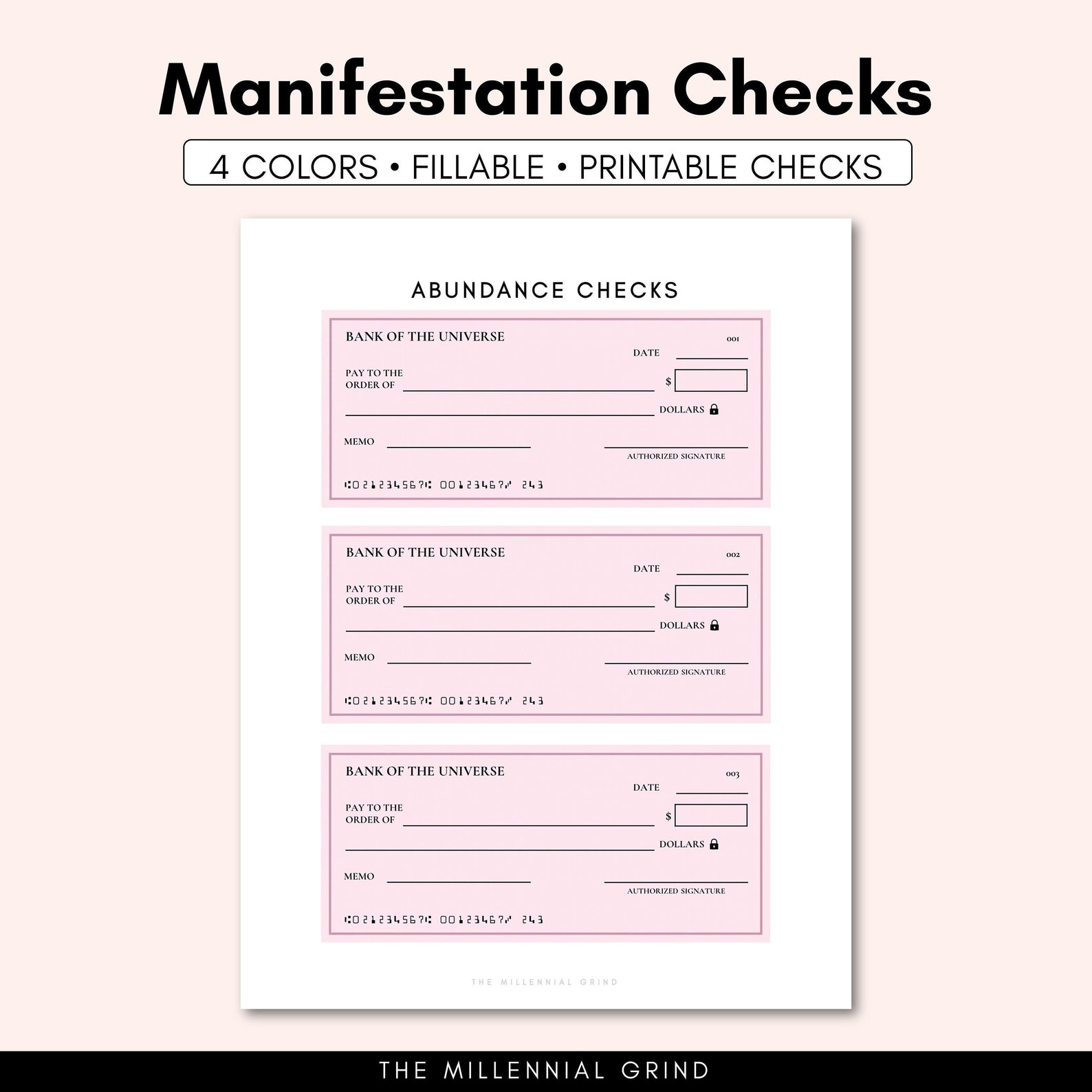 Printable Manifestation Checks | Manifestation Cheques | Abundance ...