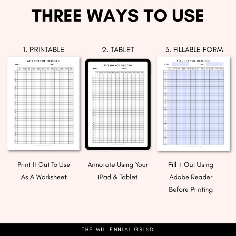 Homeschool Attendance Record Printable Fillable PDF Attendance Tracker ...