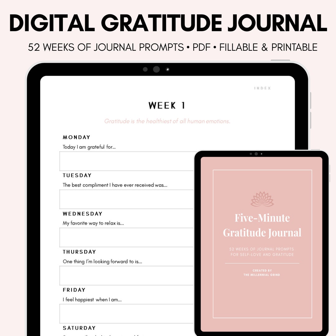 Digital Gratitude Journal | Gratitude Journal Prompts | Gratitude ...