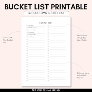 Bucket List Printable | Bucket List Printable Insert | Bucket List ...