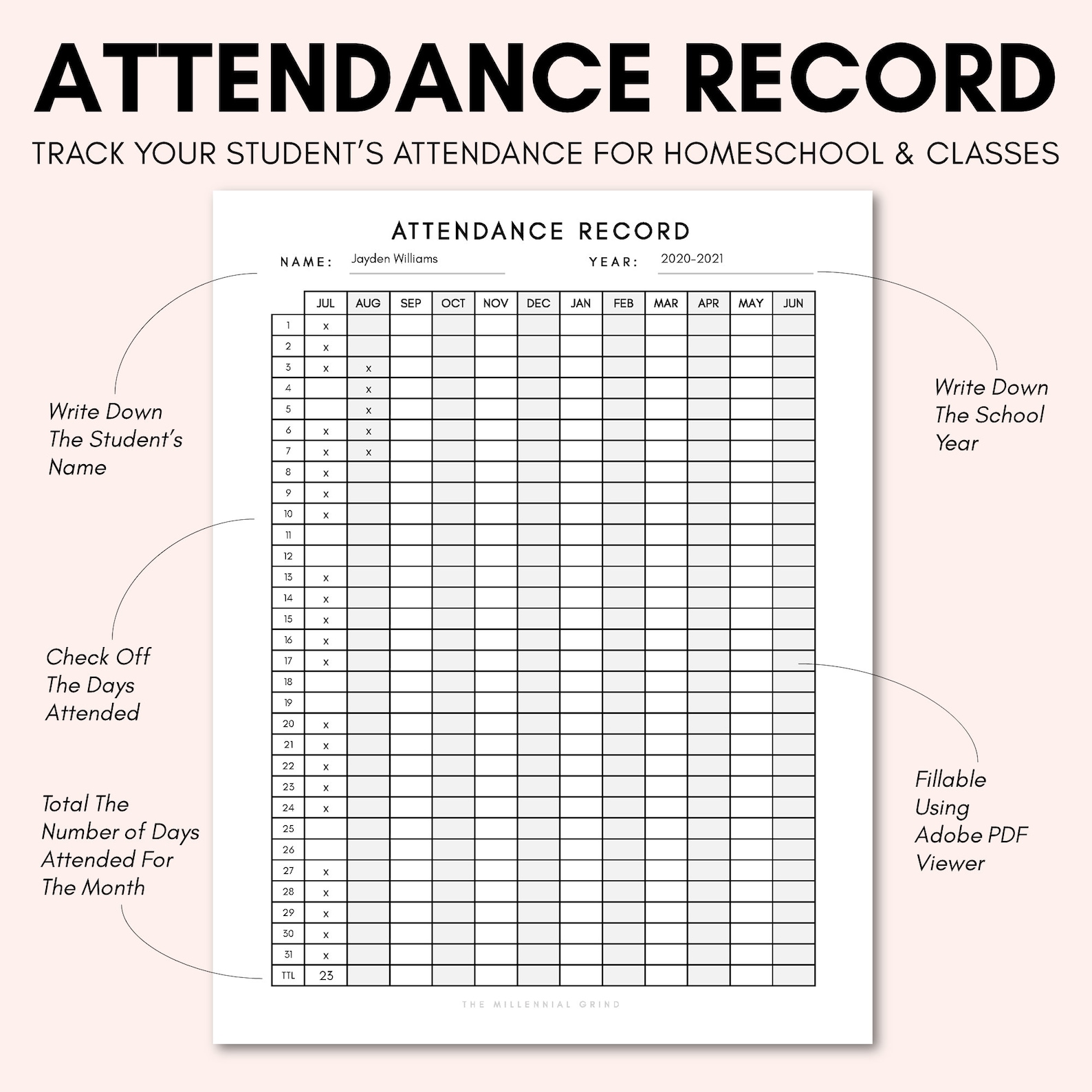 Homeschool Attendance Record Printable Fillable PDF | Etsy Homeschool Attendance Record Printable Fillable PDF | Etsy