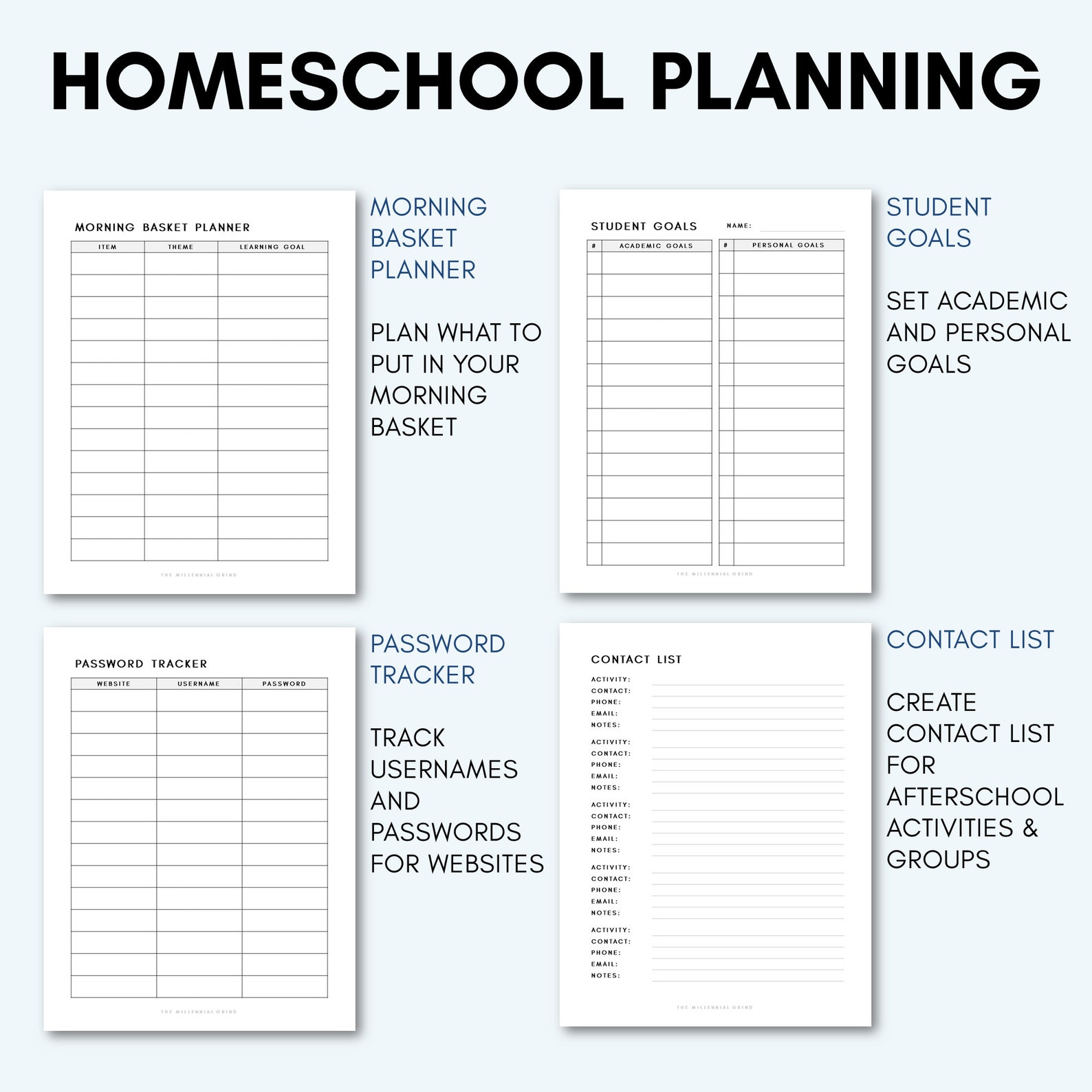 Homeschool Planner | Homeschool Printables | Editable PDF | Homeschool ...