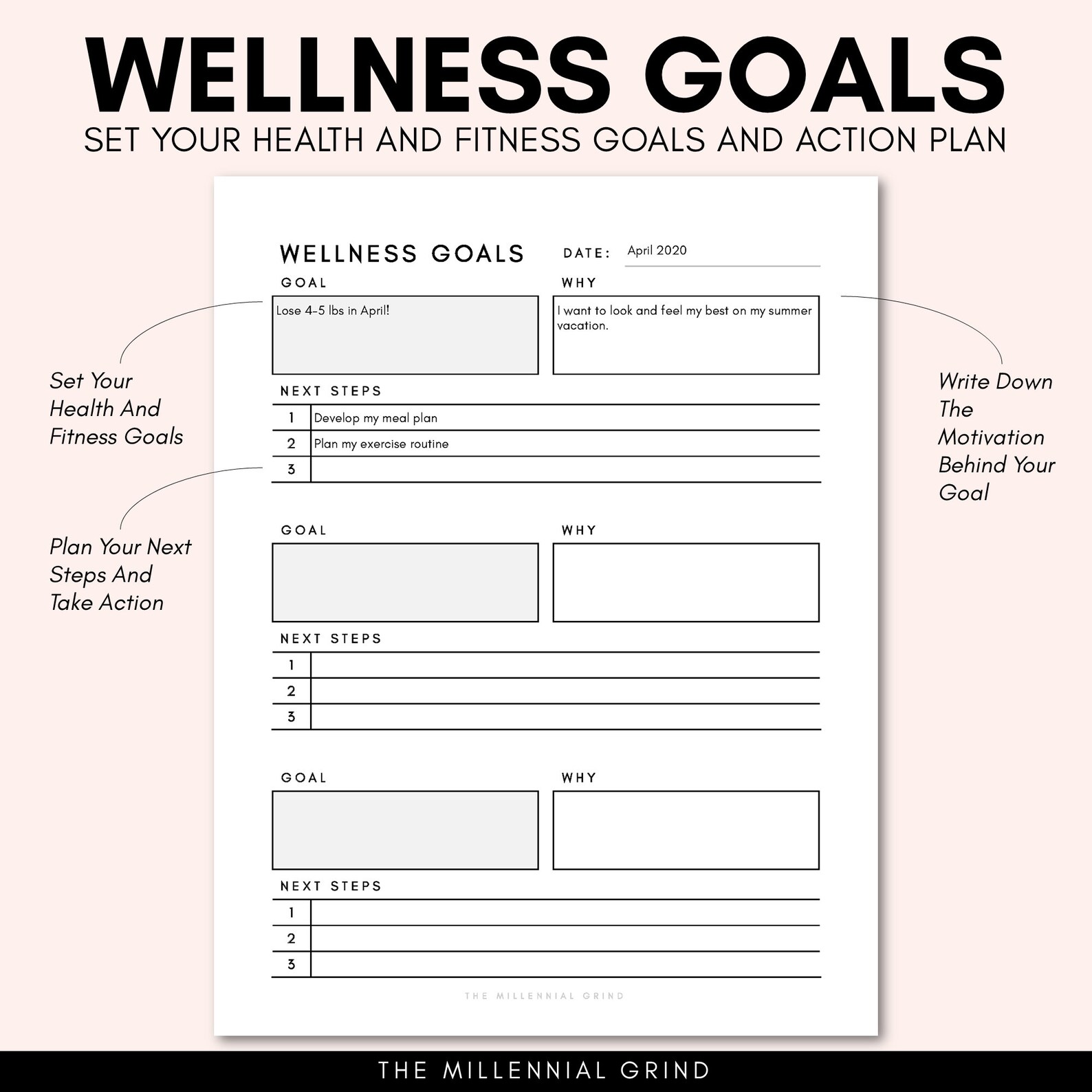 Wellness Planner Health & Fitness Printables Self-care - Etsy