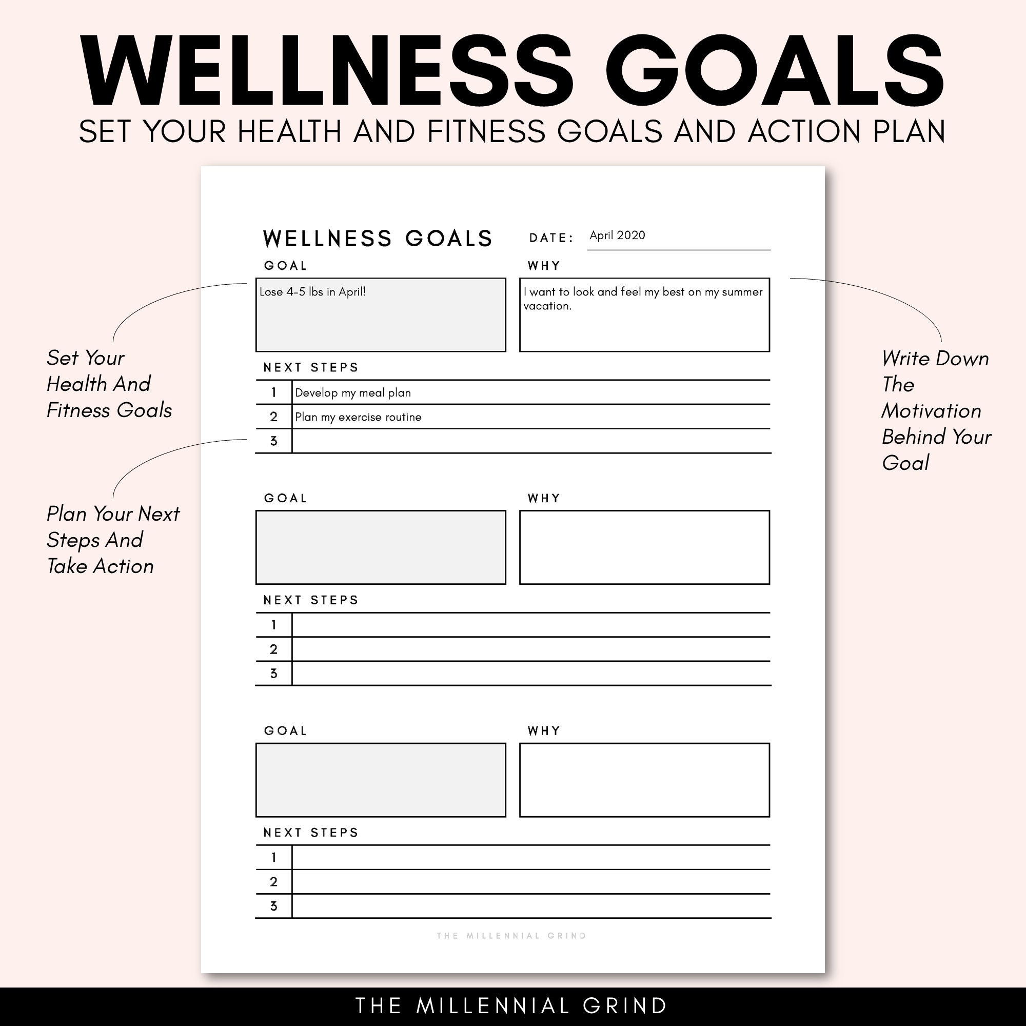 Wellness Planner Health & Fitness Printables Self-care - Etsy