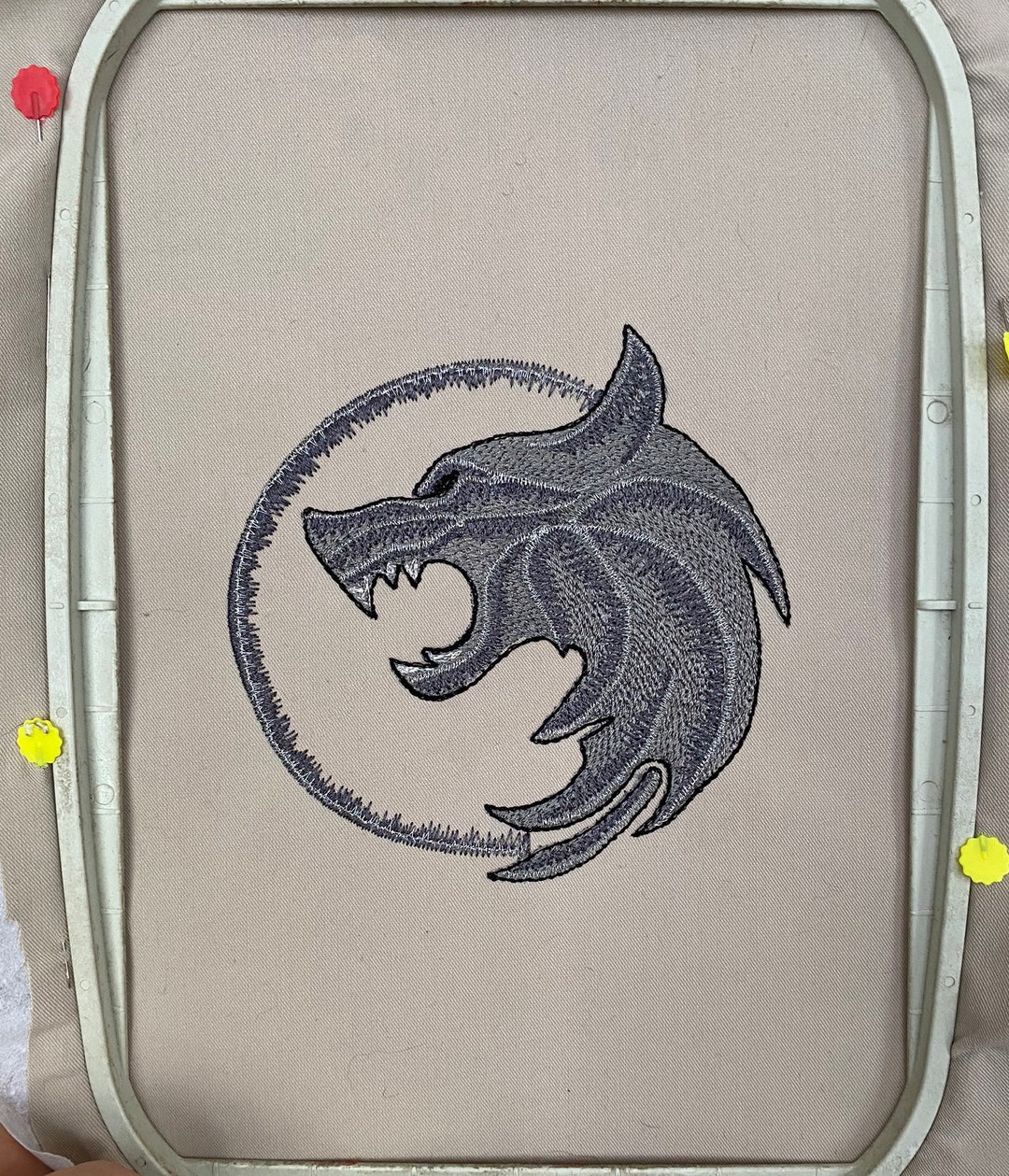 The Witcher's Amulet Machine Embroidery Design, White Wolf Amulet ...