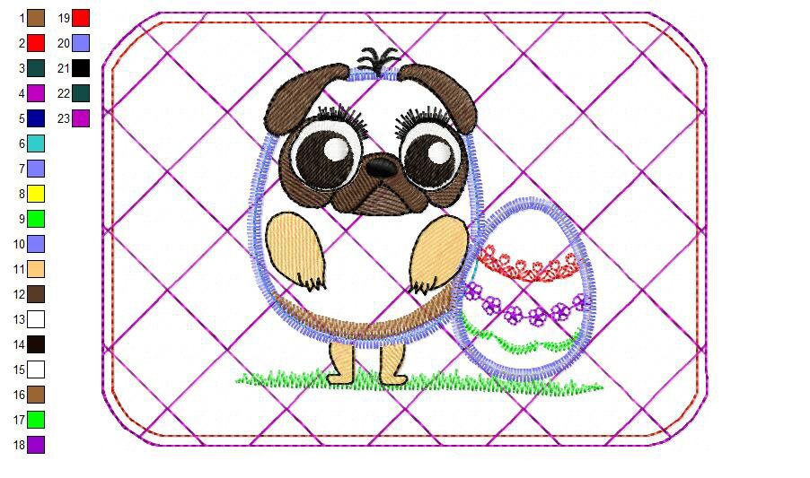 ITH Easter Pug Mug Rug Embroidery Design. Coaster Machine - Etsy
