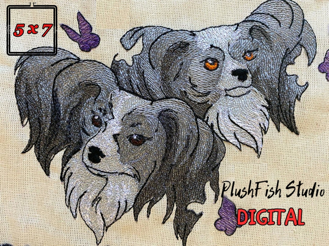 Papillon Dog Portrait Embroidery Design (5x7 Hoop) (digital) - Etsy