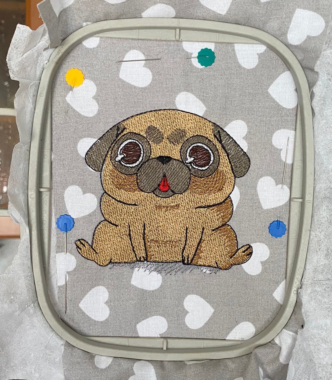 Pug Embroidery Design. Sitting Pug. Pug Machine Embroidery | Etsy