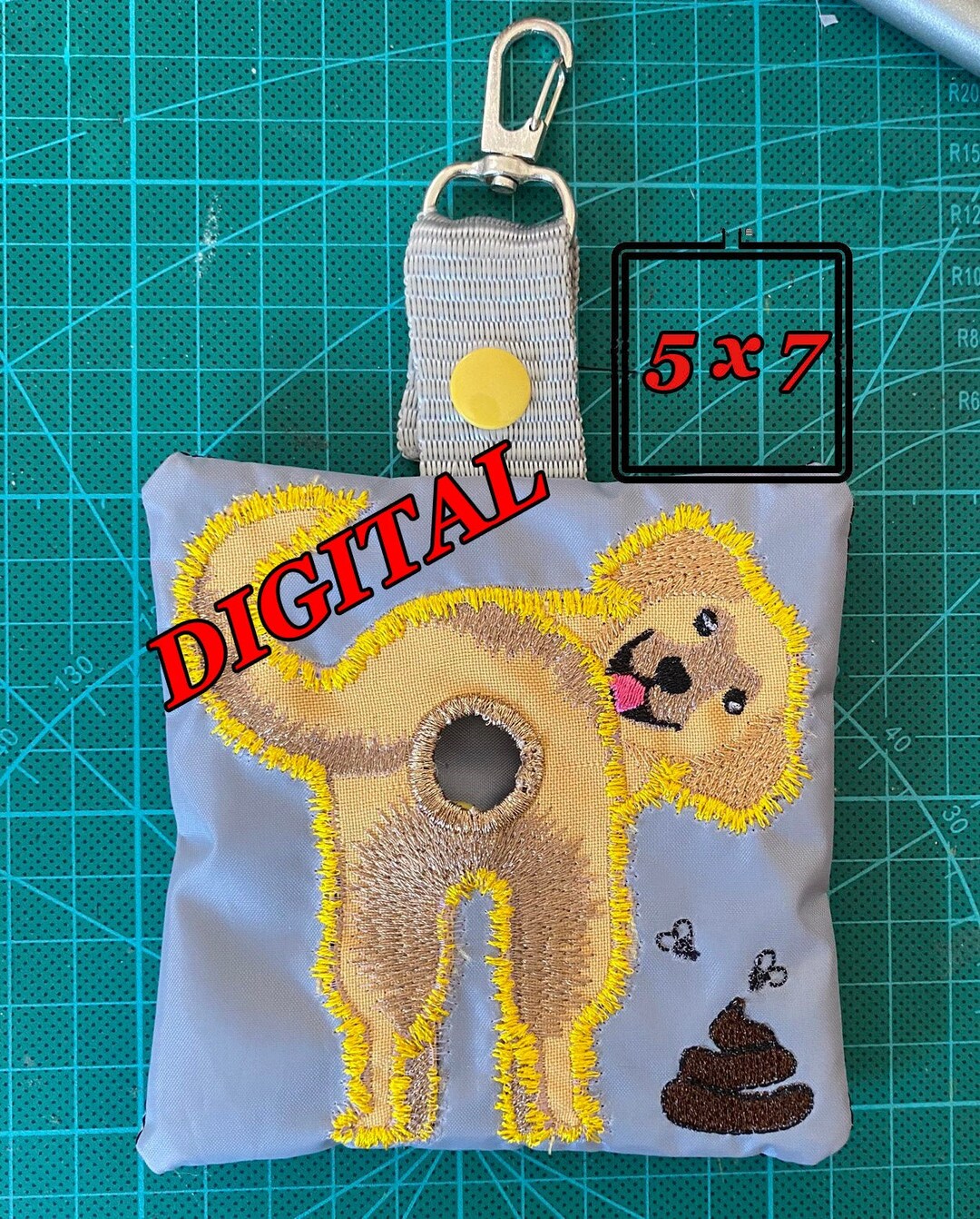 ITH Golden Retriever Poop Bag Dispenser Machine Embroidery Design (5x7 ...