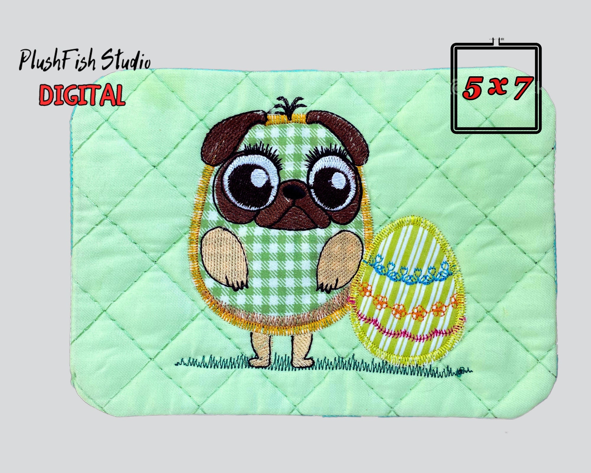 ITH Easter Pug Mug Rug Embroidery Design. Coaster Machine - Etsy