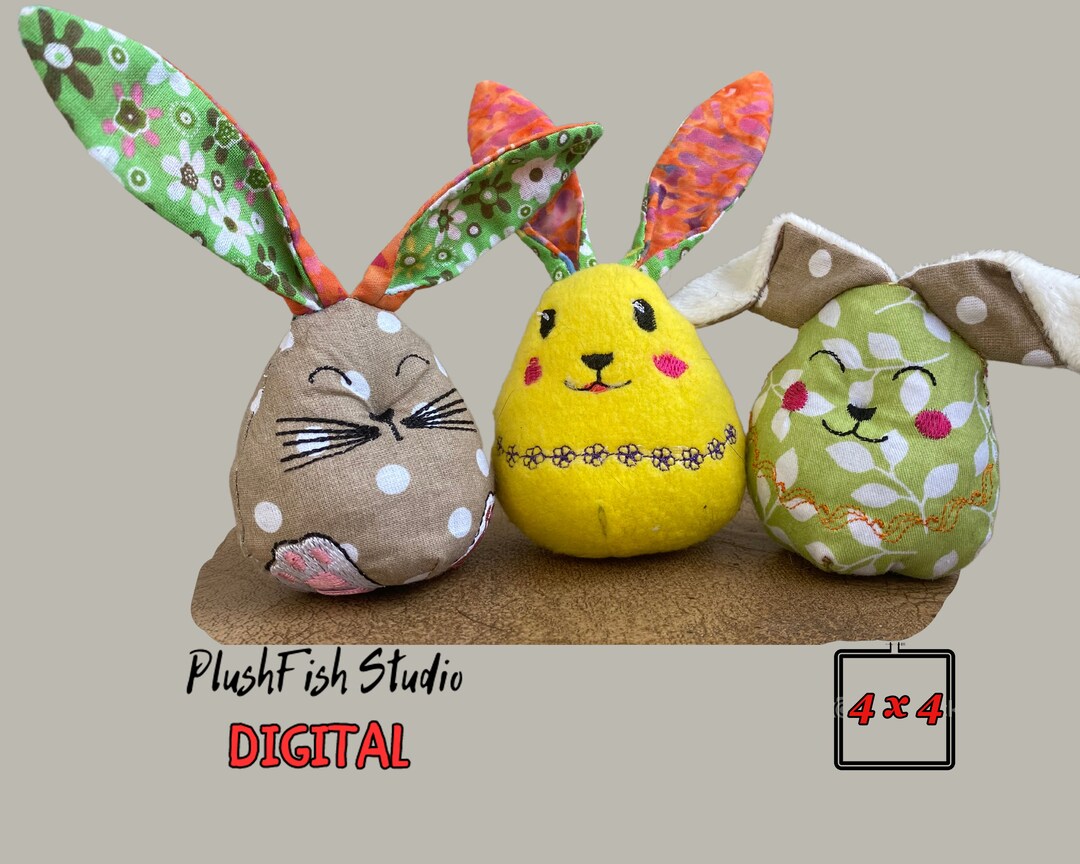 ITH Easter Bunny Plush Embroidery Design: Stuffed Rabbit Toy (4x4 Hoop ...