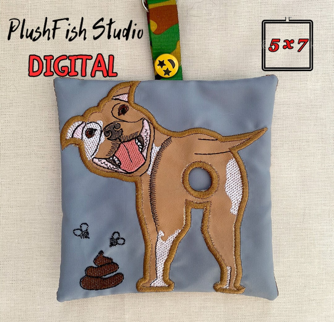Staffordshire Bull Terrier Poop Bag Dispenser ITH Machine Embroidery ...