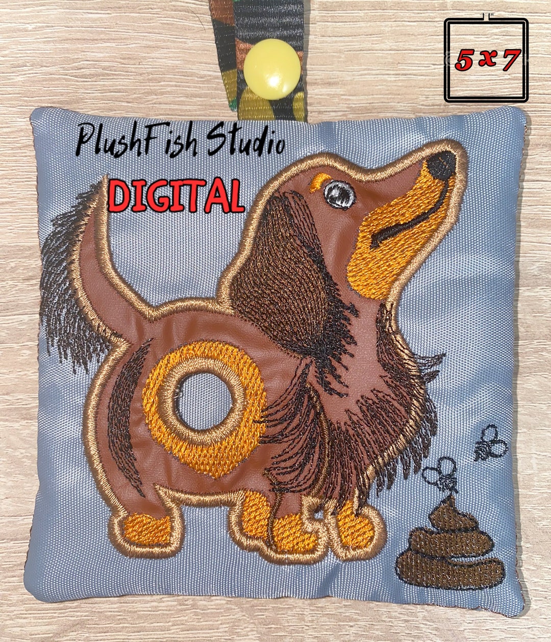 ITH Dachshund Long Haired Poop Bag Dispenser Machine Embroidery Design ...