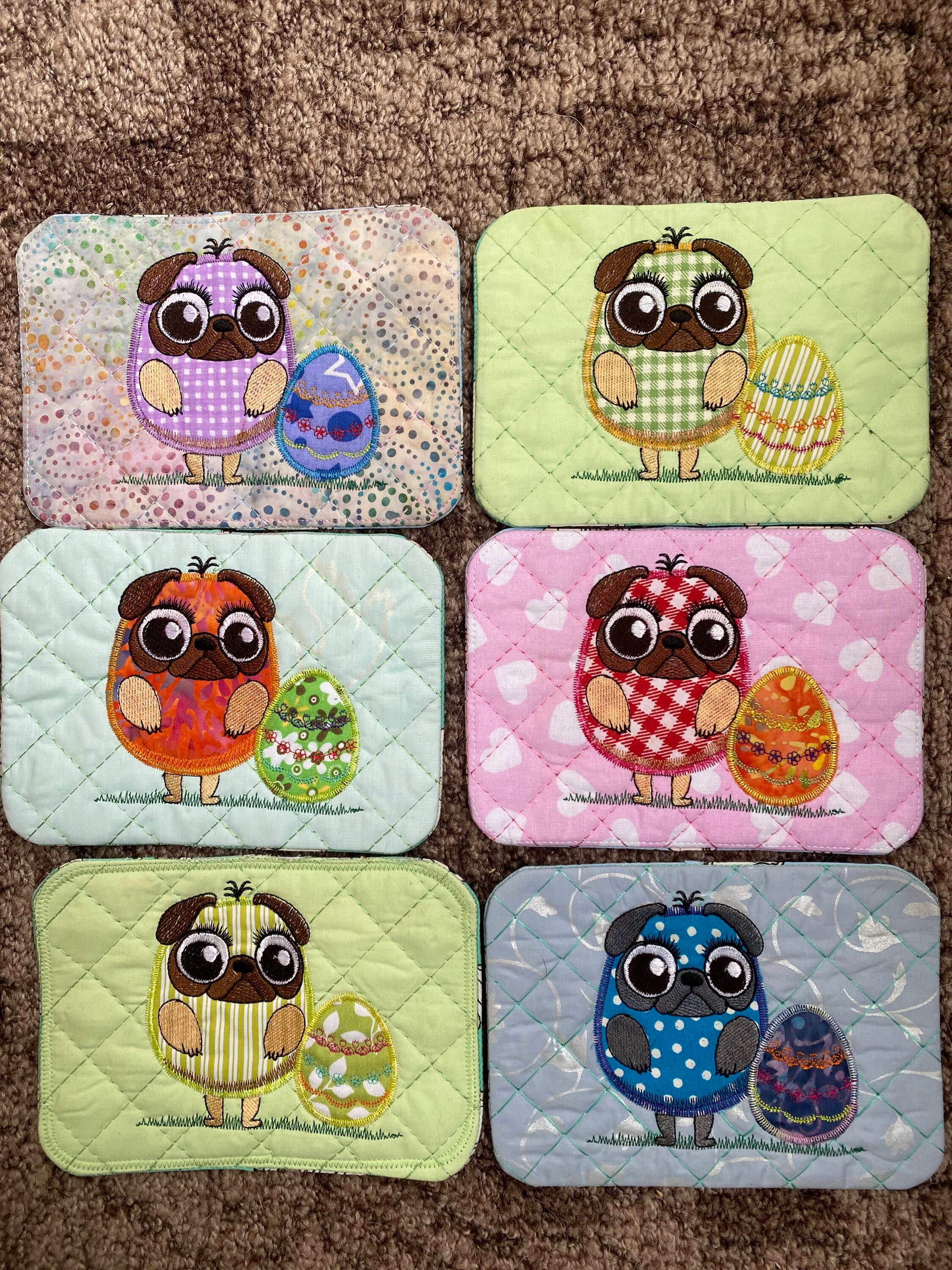 ITH Easter Pug Mug Rug Embroidery Design. Coaster Machine - Etsy