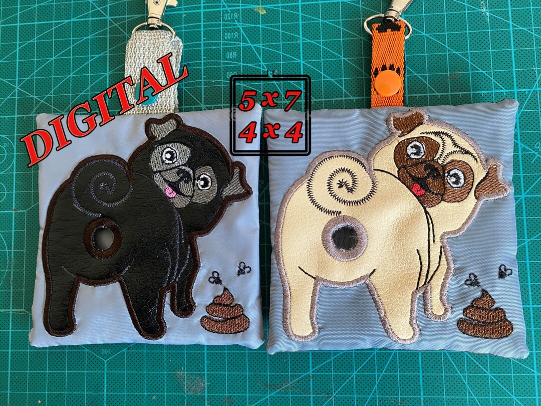 ITH Pug Poop Bag Dispenser Machine Embroidery Design (4x4, 5x7) - Etsy