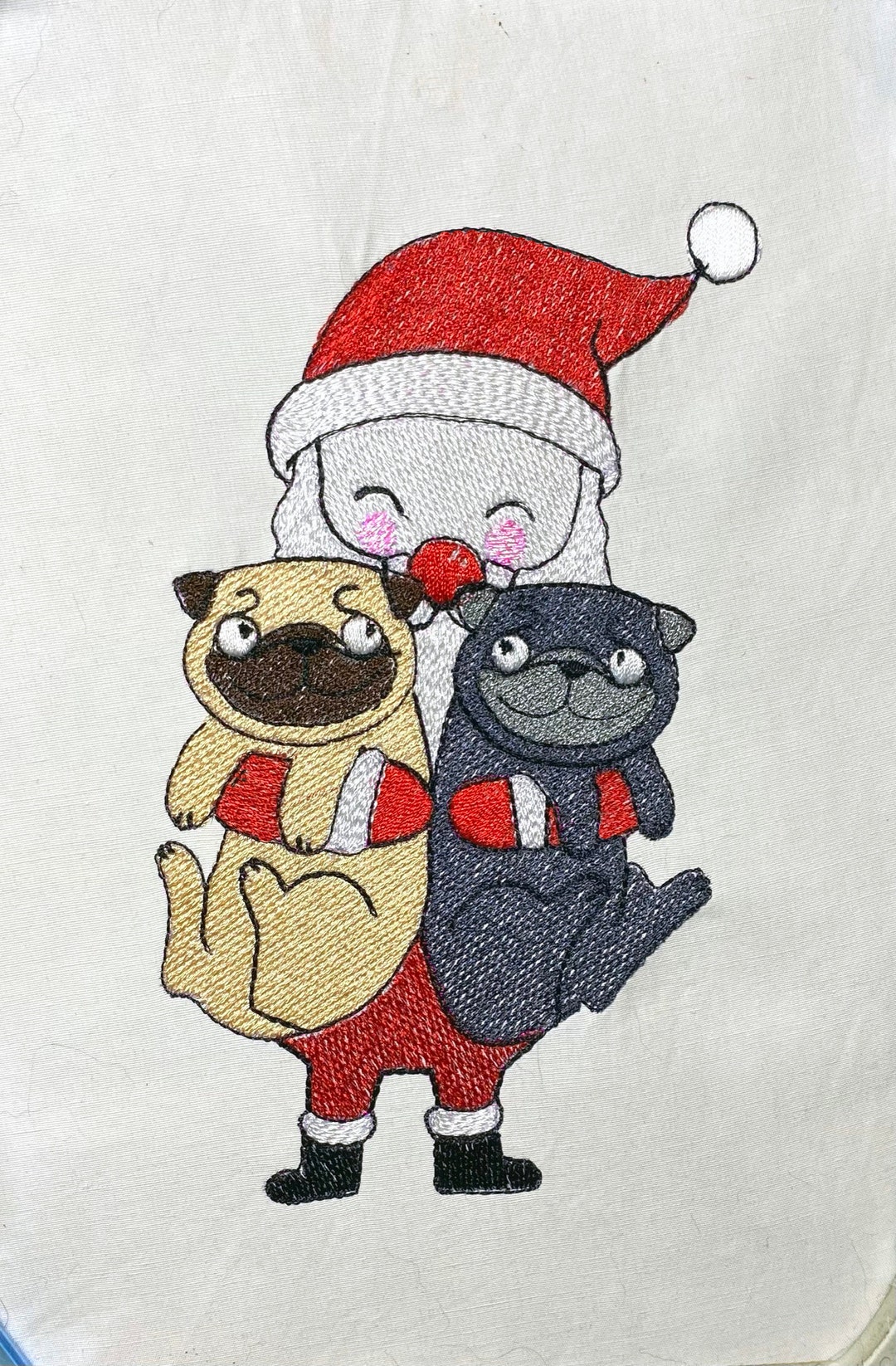 Pug Christmas Embroidery Design: Santa Pugs, 5x7 Hoop (digital Download ...