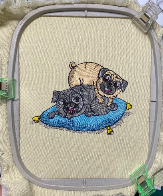 Pug embroidery design. Pug dog. Pugs machine embroidery | Etsy