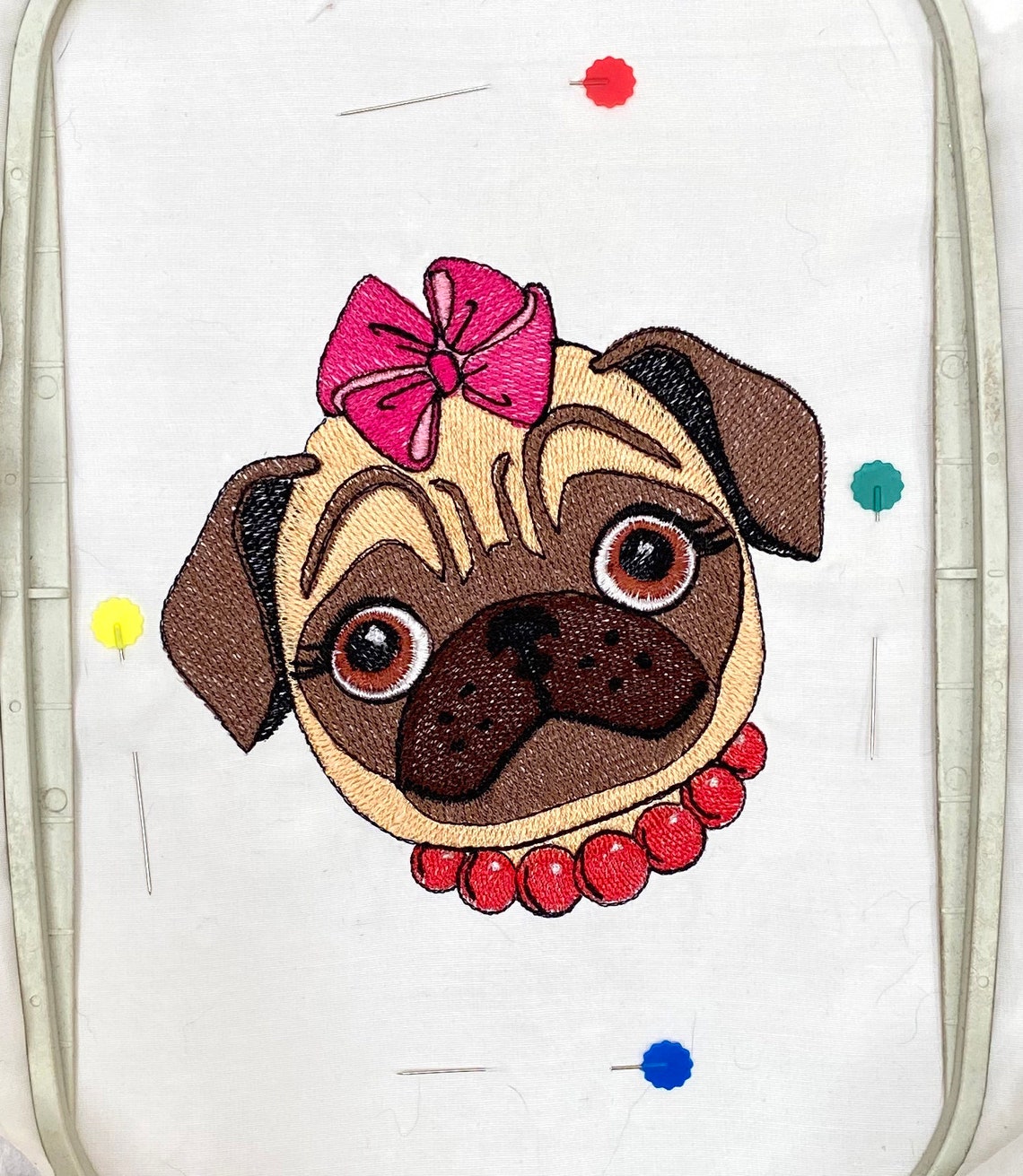 Pug Embroidery Design. Pug Girl. Pug Machine Embroidery - Etsy Hong Kong