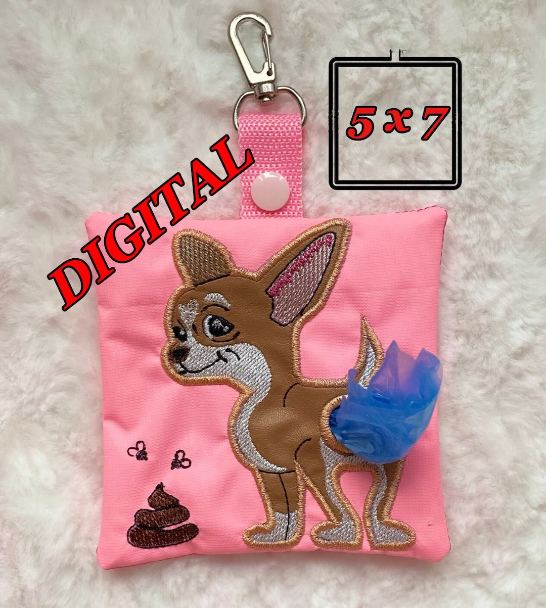 ITH Chihuahua Shorthaired Poop Bag Dispenser Machine Embroidery Design ...