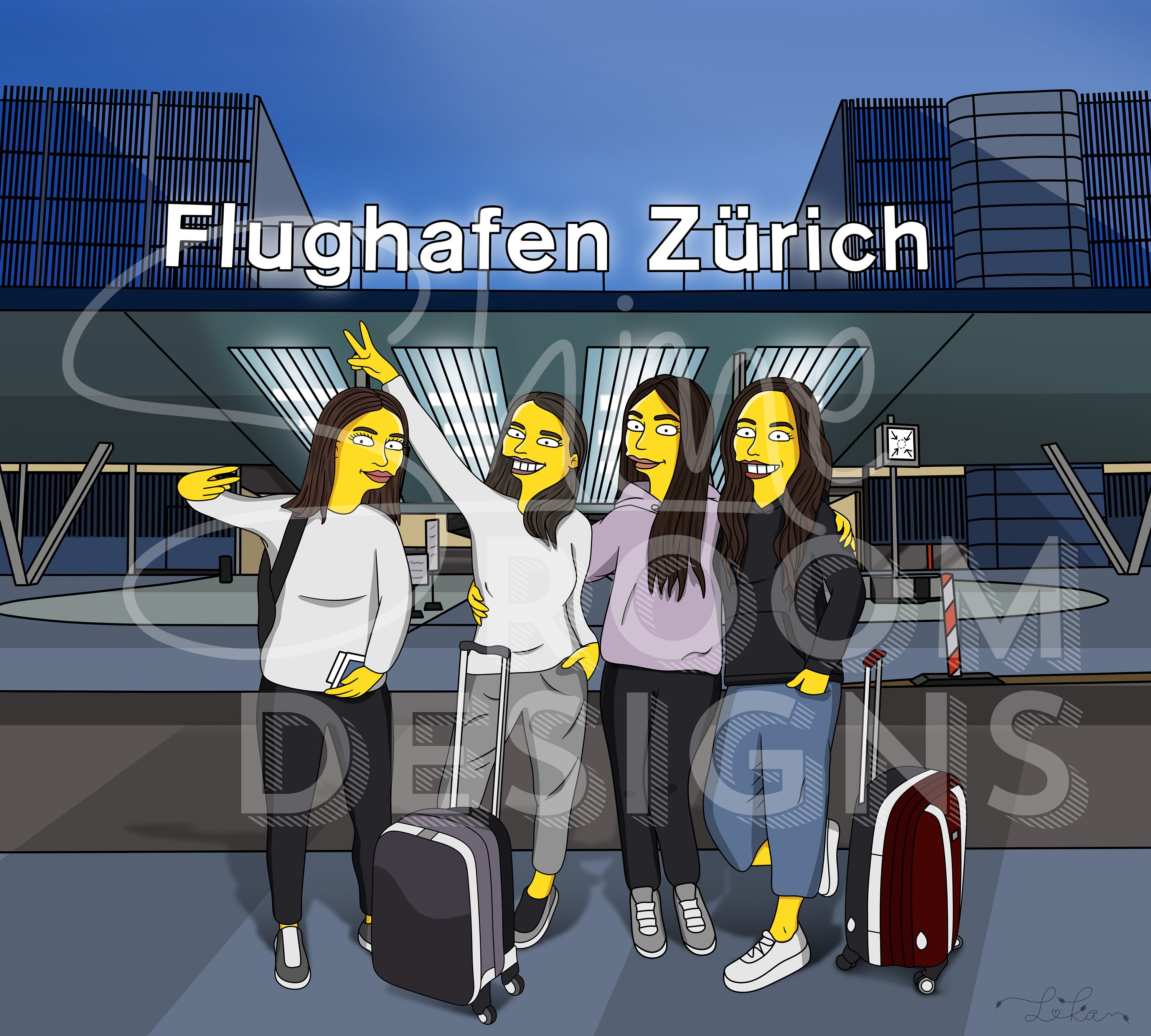 Simpson-Stil Portrait, Simpsons Familienportrait, ukrainischer ...