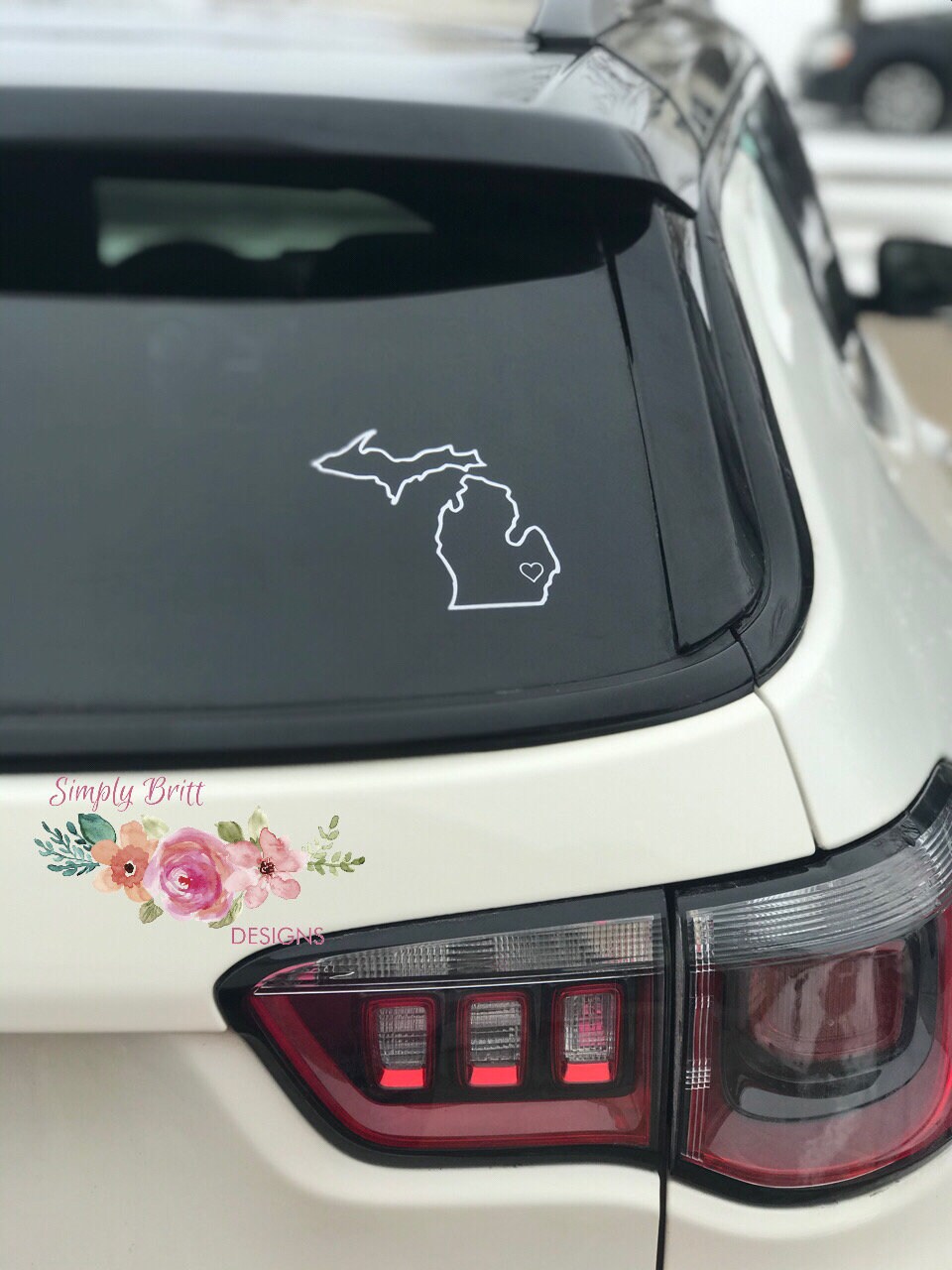 Michigan Outline Decal | Michigan Outline Window Decal | Vinyl Decal ...