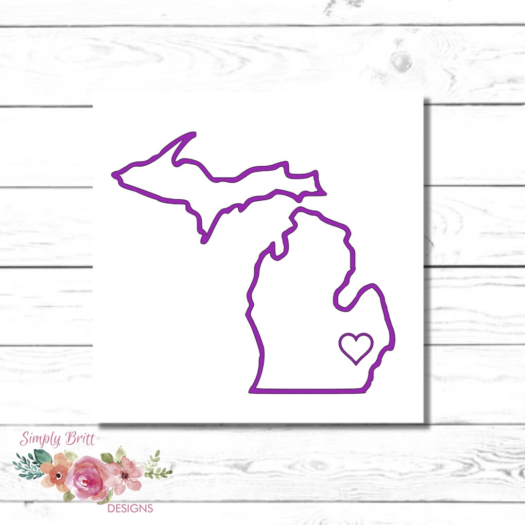 Michigan Outline Decal | Michigan Outline Window Decal | Vinyl Decal ...