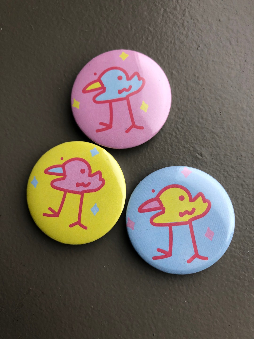 Bird Blob Button Pins - Etsy
