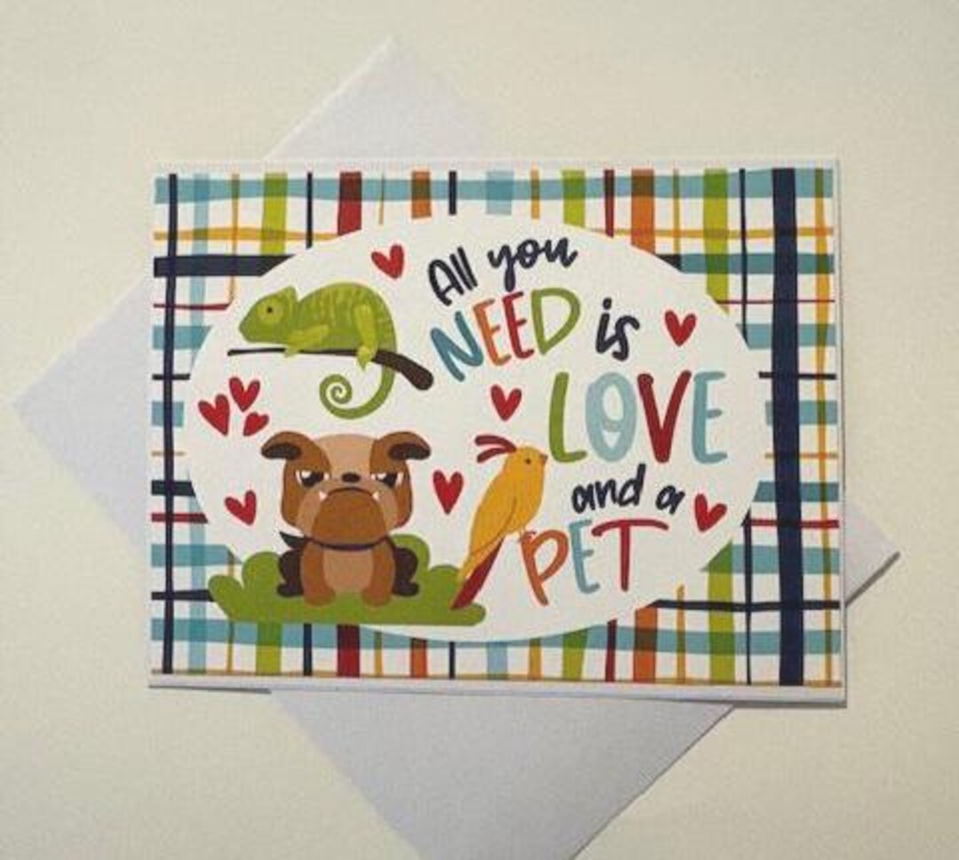 I Love My Pet. A Handmade Note Card That is Blank on the Inside. All ...