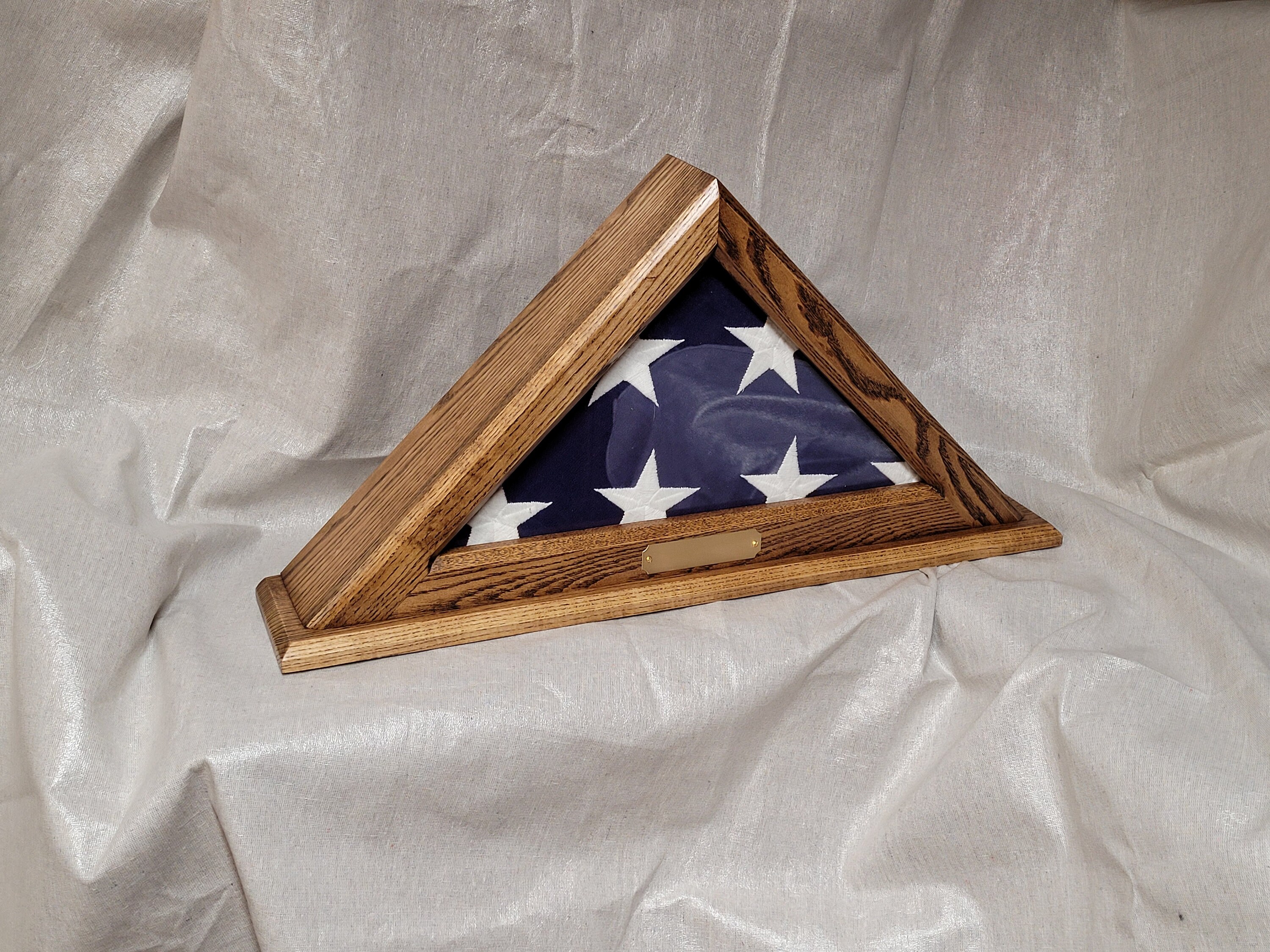 Solid Ash Medium Stained American Flag Display Box Case Military ...