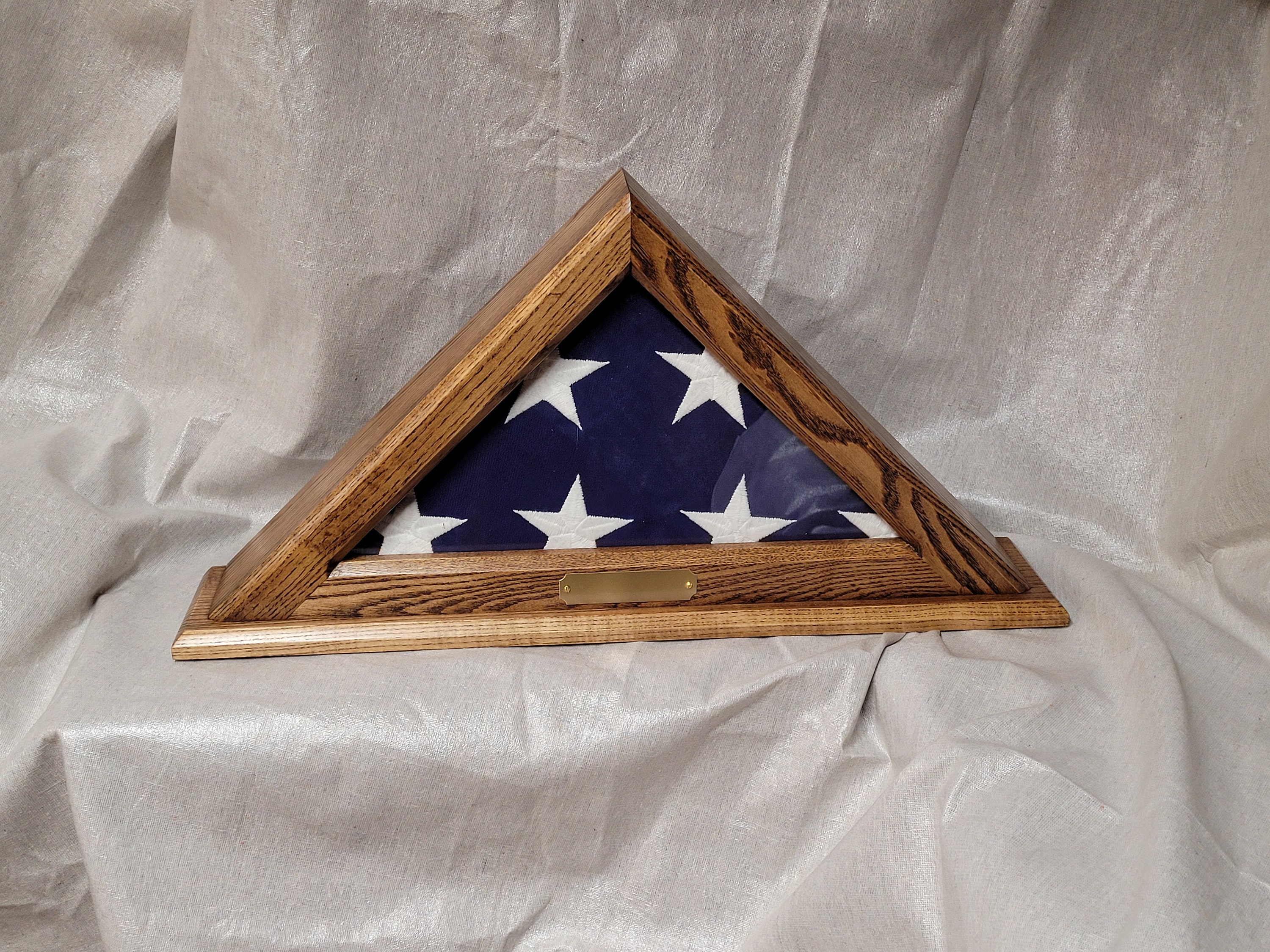 Solid Ash Medium Stained American Flag Display Box Case Military ...