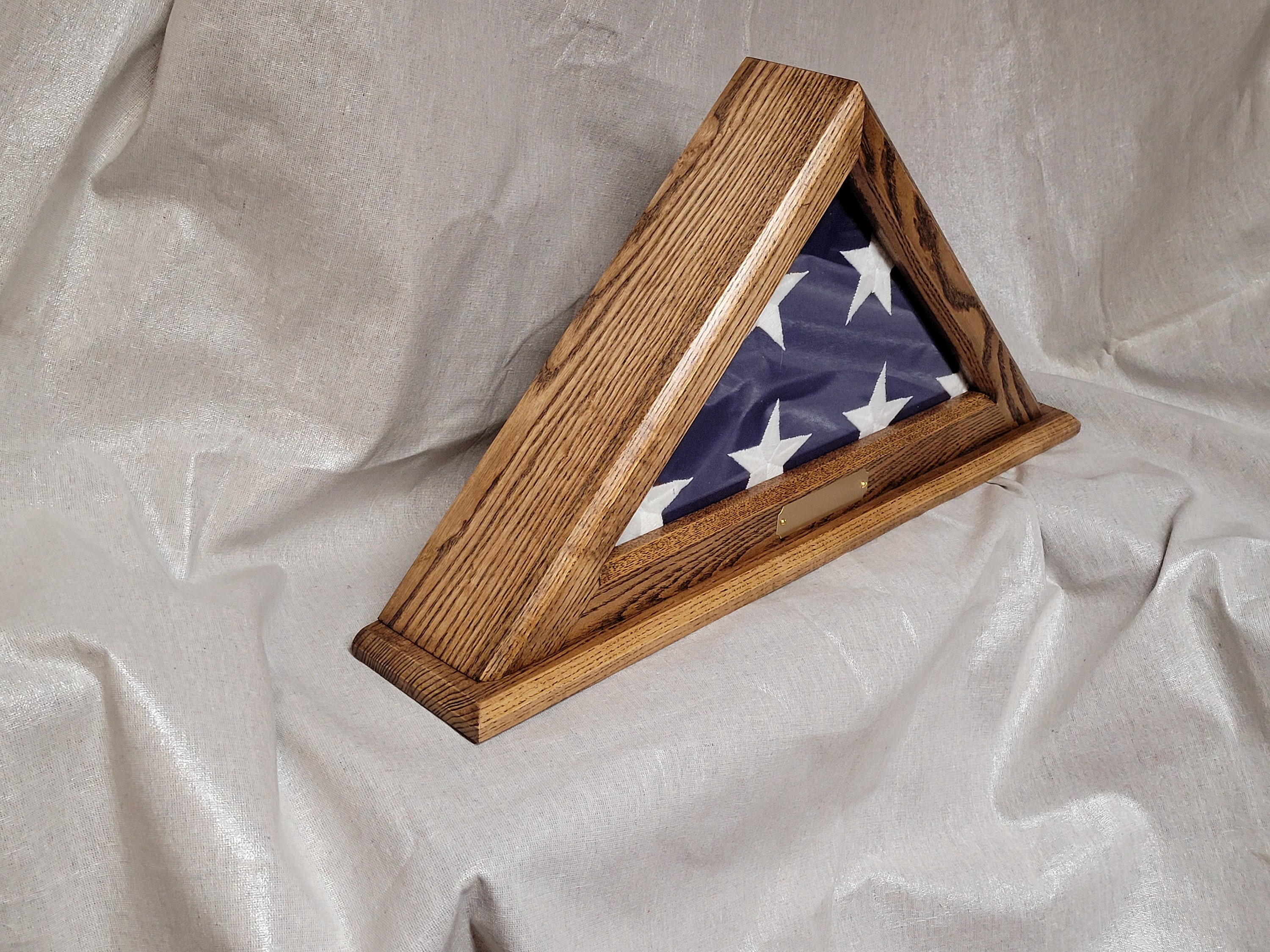 Solid Ash Medium Stained American Flag Display Box Case Military ...