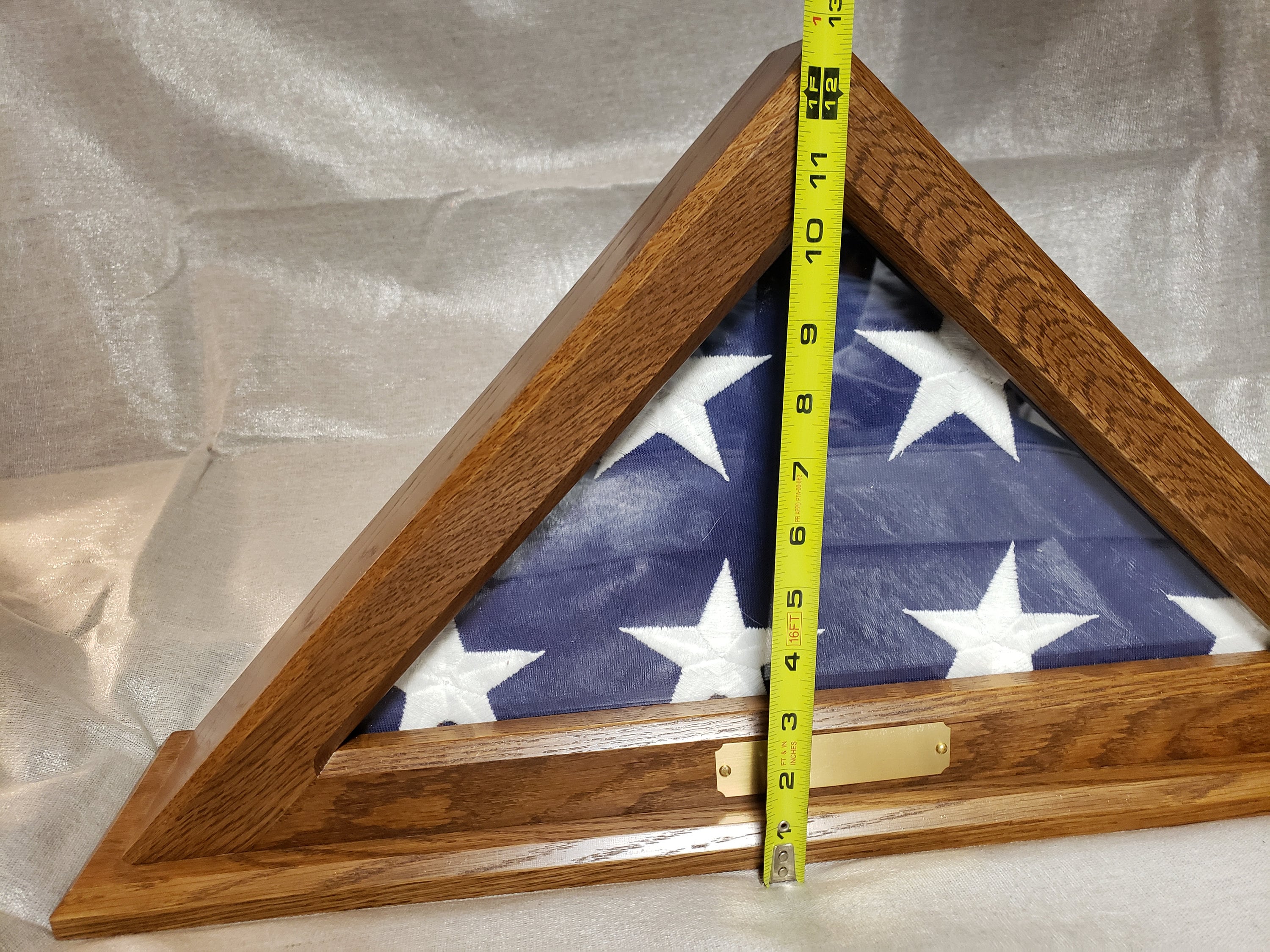 Solid Oak American Flag Display Box Case Military Veteran Shadow Box ...