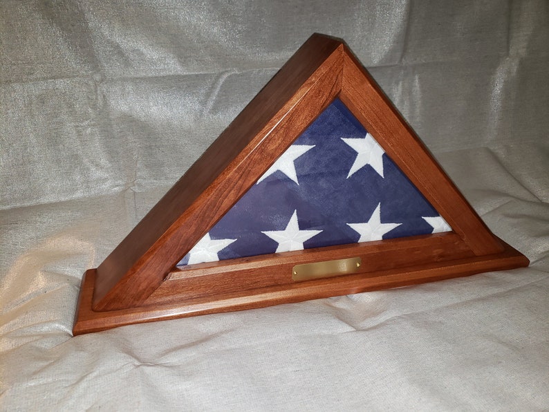 Solid Cherry American Flag Case Display Box Case Military Veteran ...