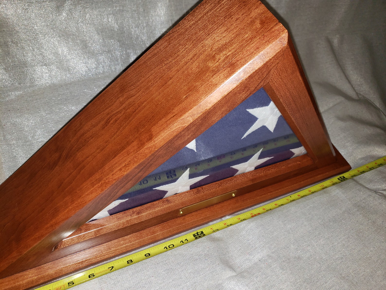 Solid Cherry American Flag Case Display Box Case Military Veteran ...
