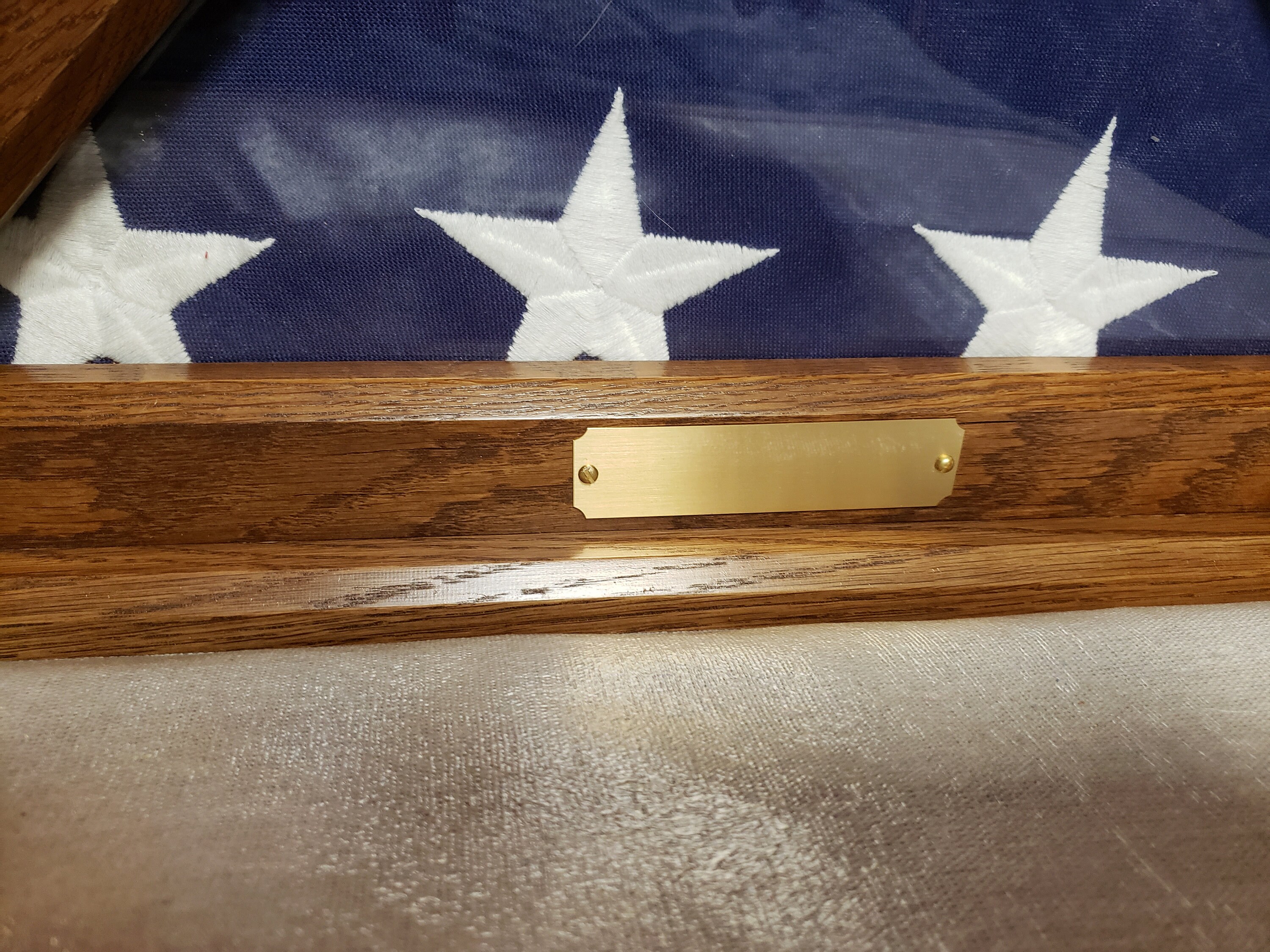 Solid Oak American Flag Display Box Case Military Veteran Shadow Box ...