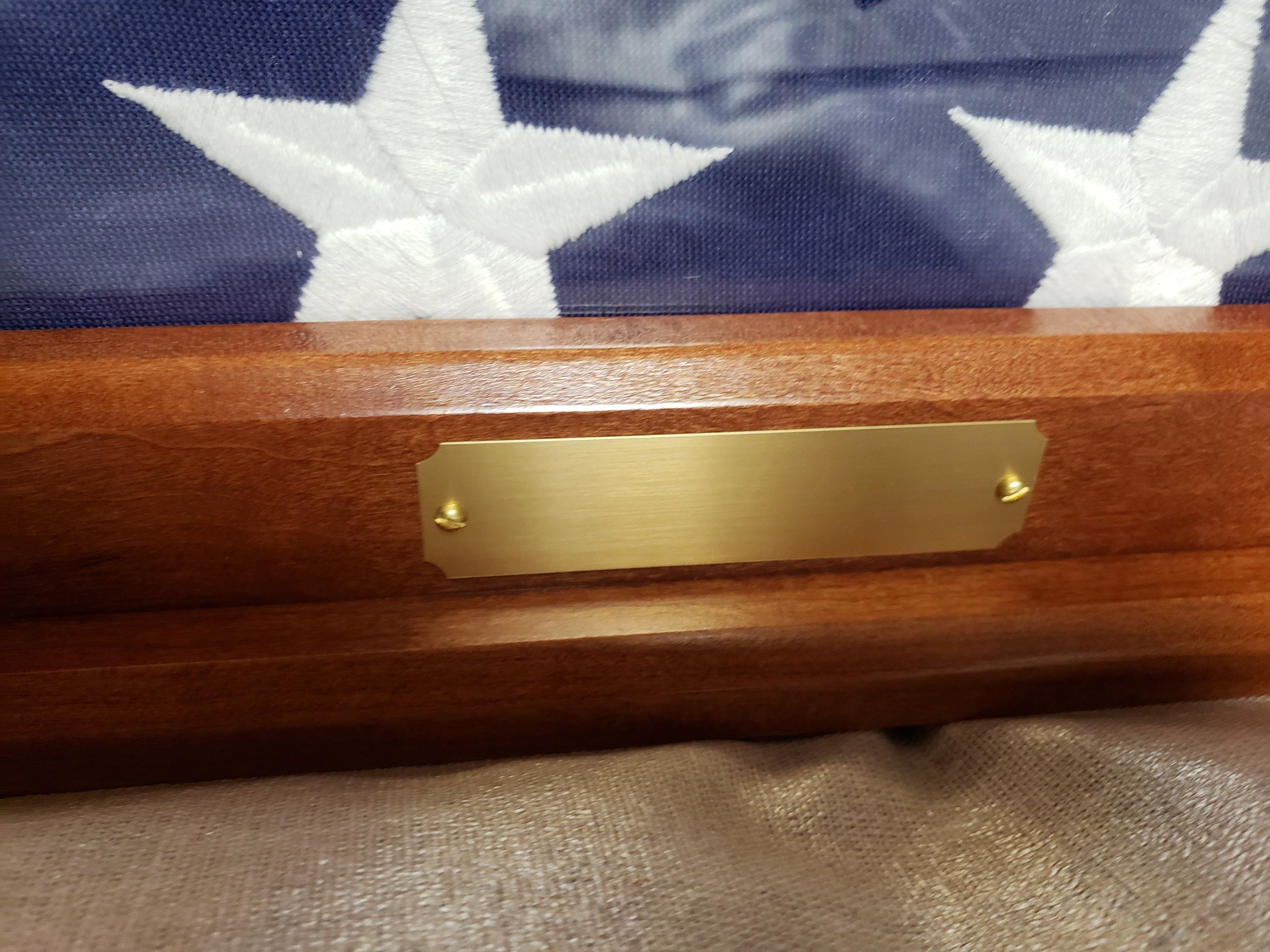 Solid Cherry American Flag Case Display Box Case Military Veteran ...