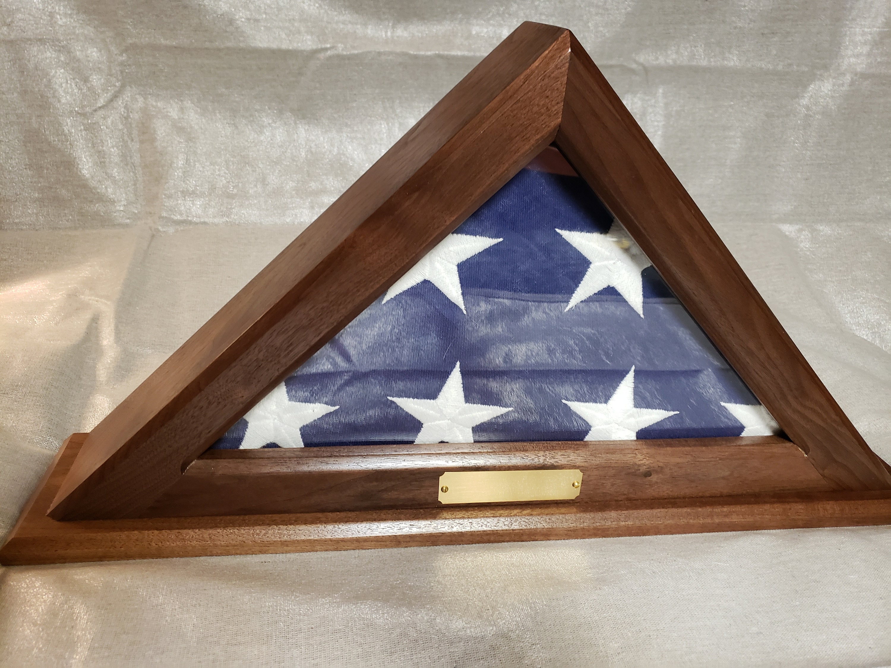 Solid Walnut American Flag Display Box Case Military Veteran Shadow Box ...