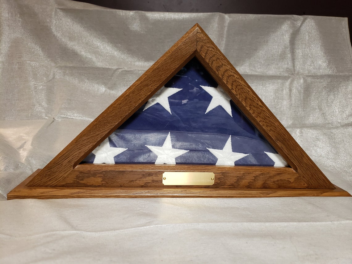Solid Oak American Flag Display Box Case Military Veteran - Etsy